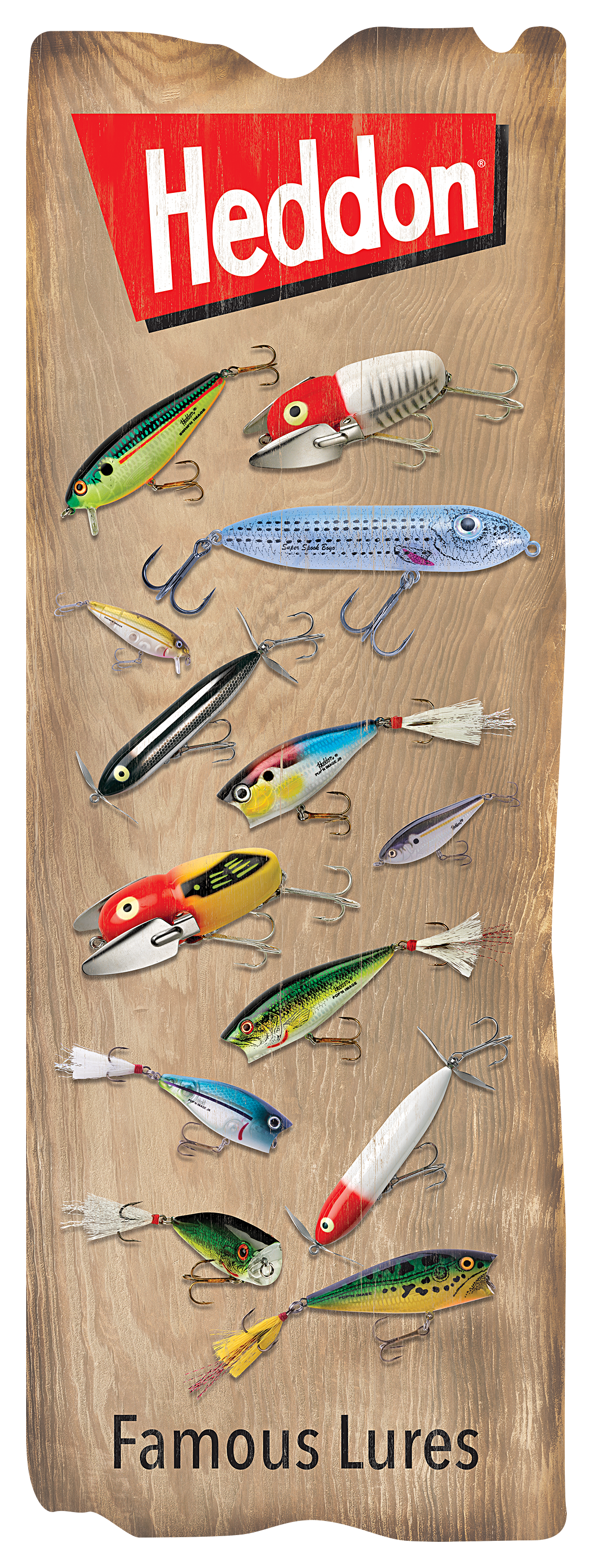Open Road Brands Heddon Fishing Lures Chart Wood Wall Decor | Cabela's